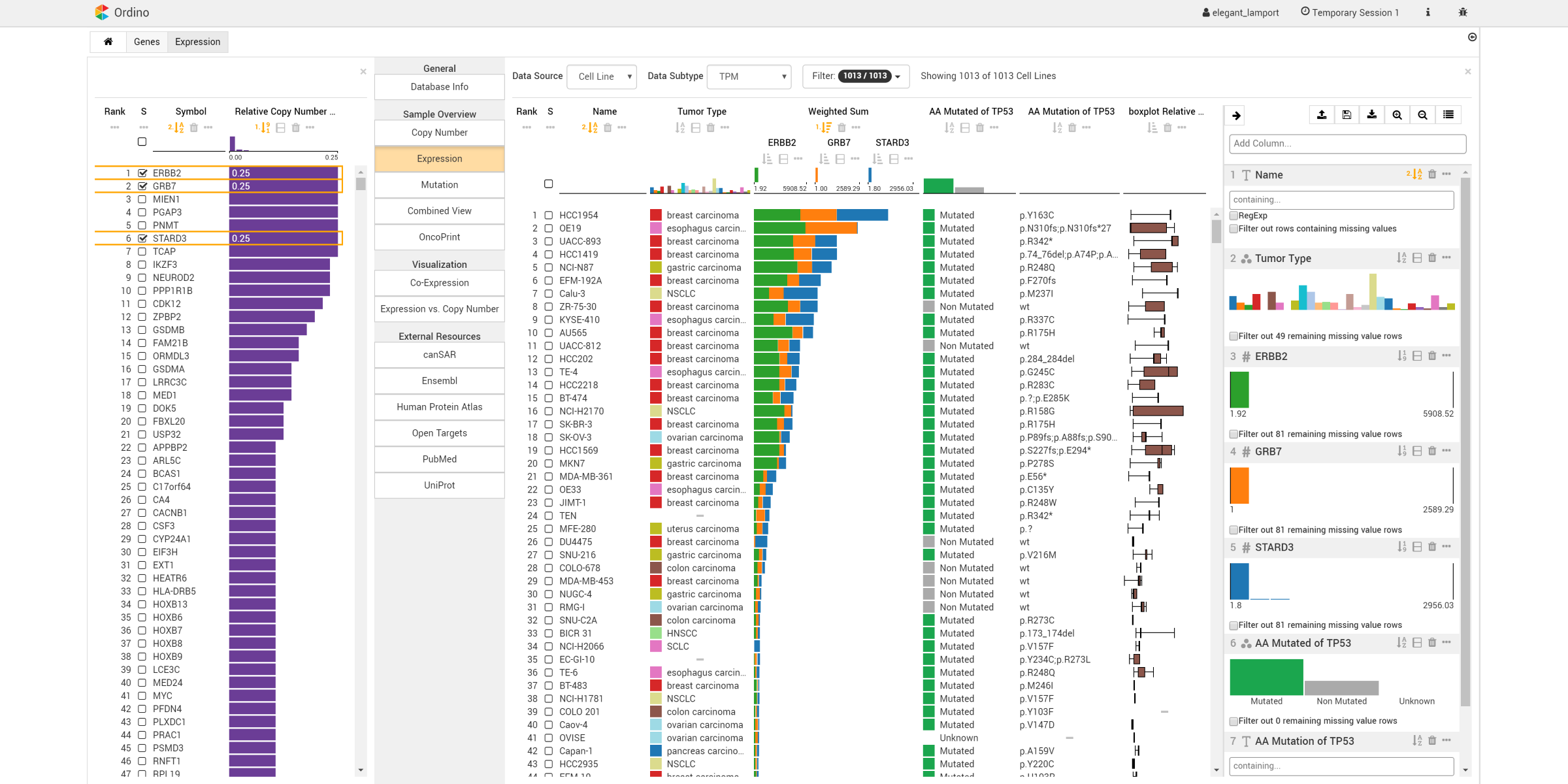 Ordino: visual analysis tool for ranking and exploring genes, cell ...